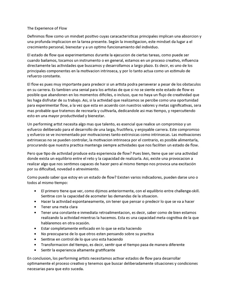 The Experience of Flow | PDF | Ciencias del comportamiento | Teorías ...