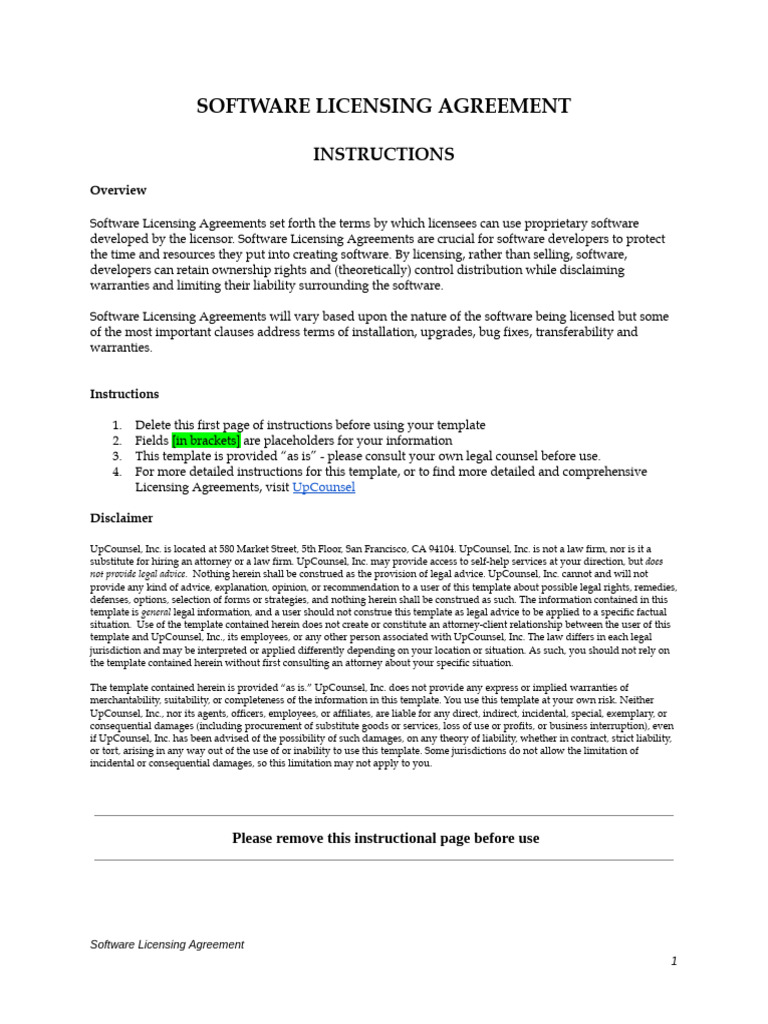 Software Licensing Agreement | PDF | License | Private Law
