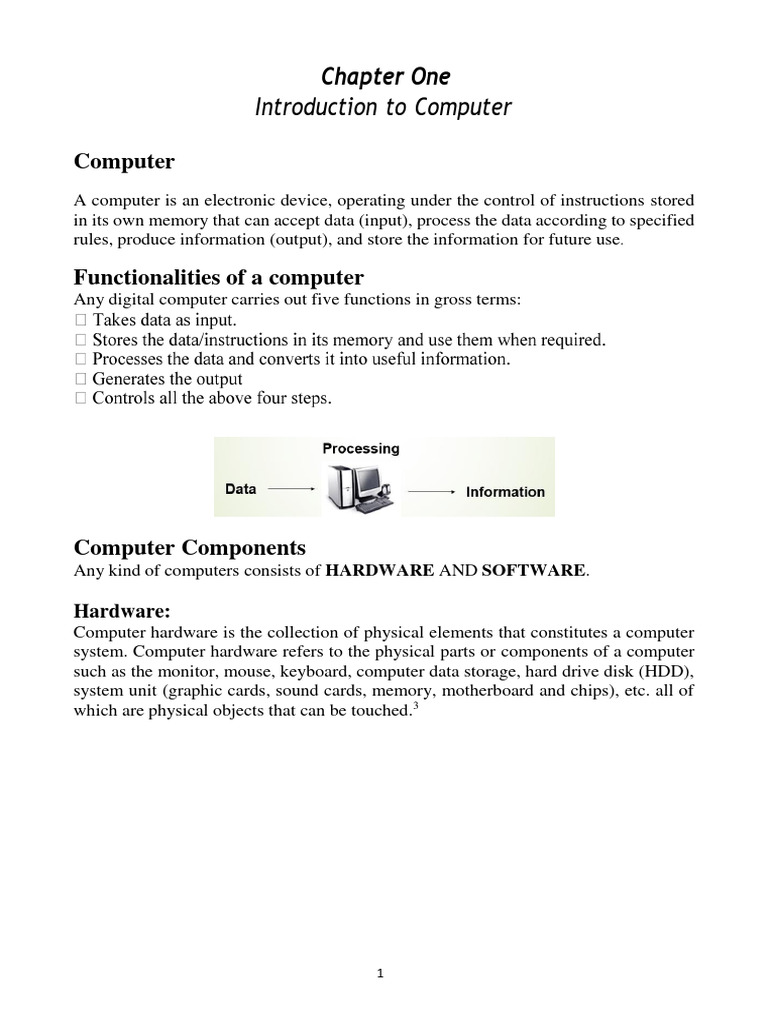 Ch.01 - Introduction - To - Computers | PDF | Computer Hardware | Computer Data Storage