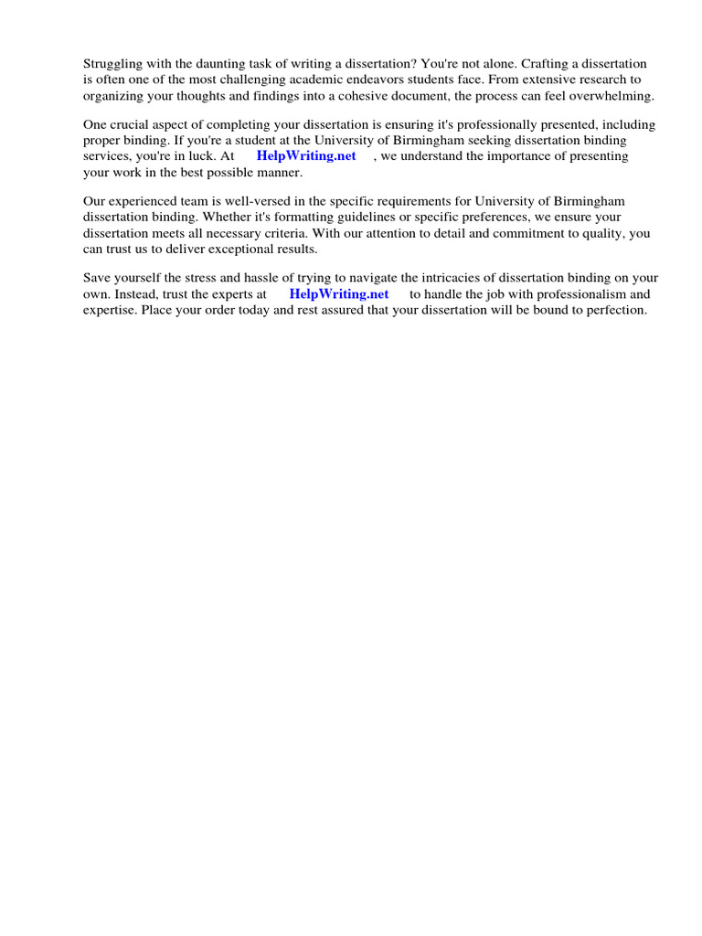 University of Birmingham Dissertation Binding | PDF | Bookbinding | Thesis