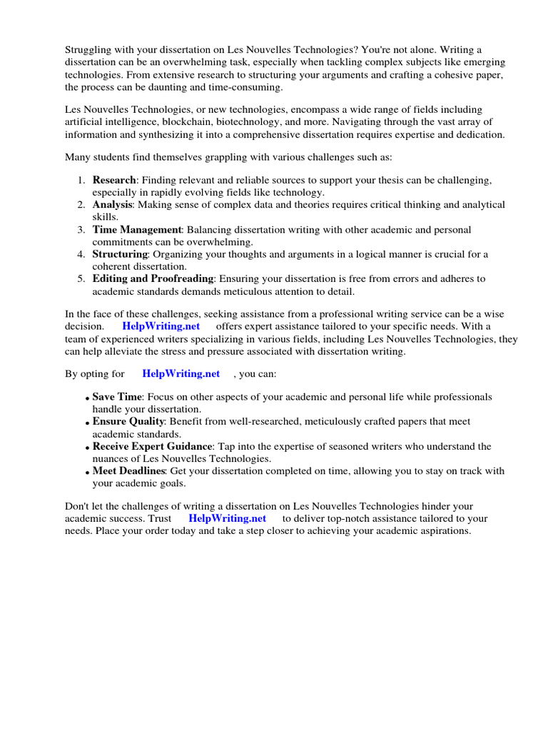 Dissertation Les Nouvelles Technologies | PDF | Thesis | Thought Dissertation Les Nouvelles Technologies | PDF | Thesis | Thought