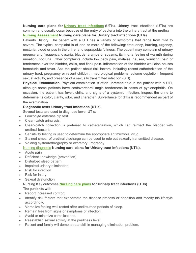 Nursing Care Plans For UTI | PDF