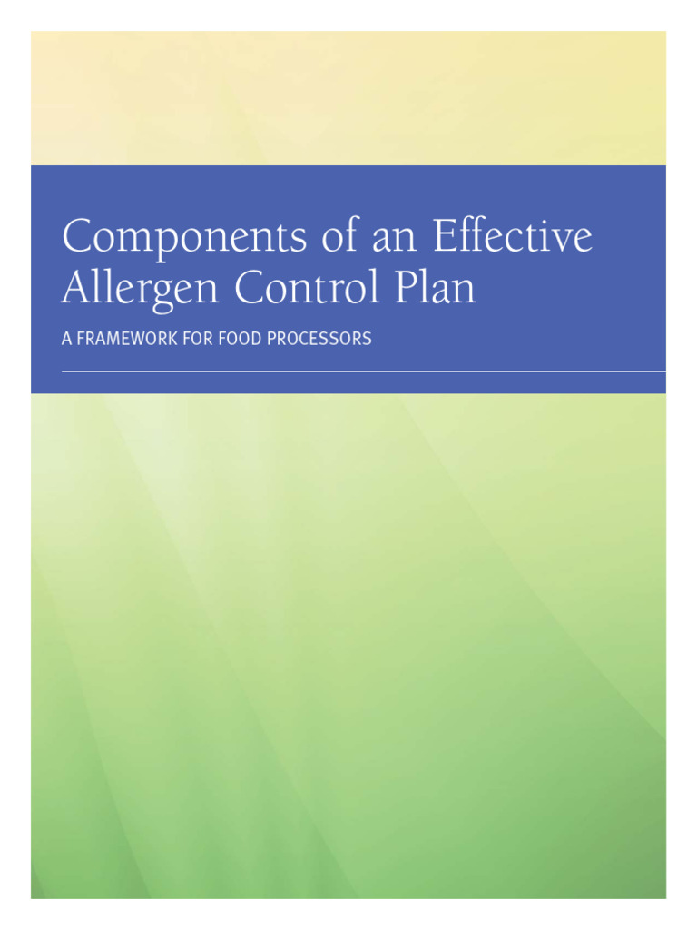 Alg1 - Allergen Control Plan, FARRP | PDF | Food Allergy | Food Intolerance