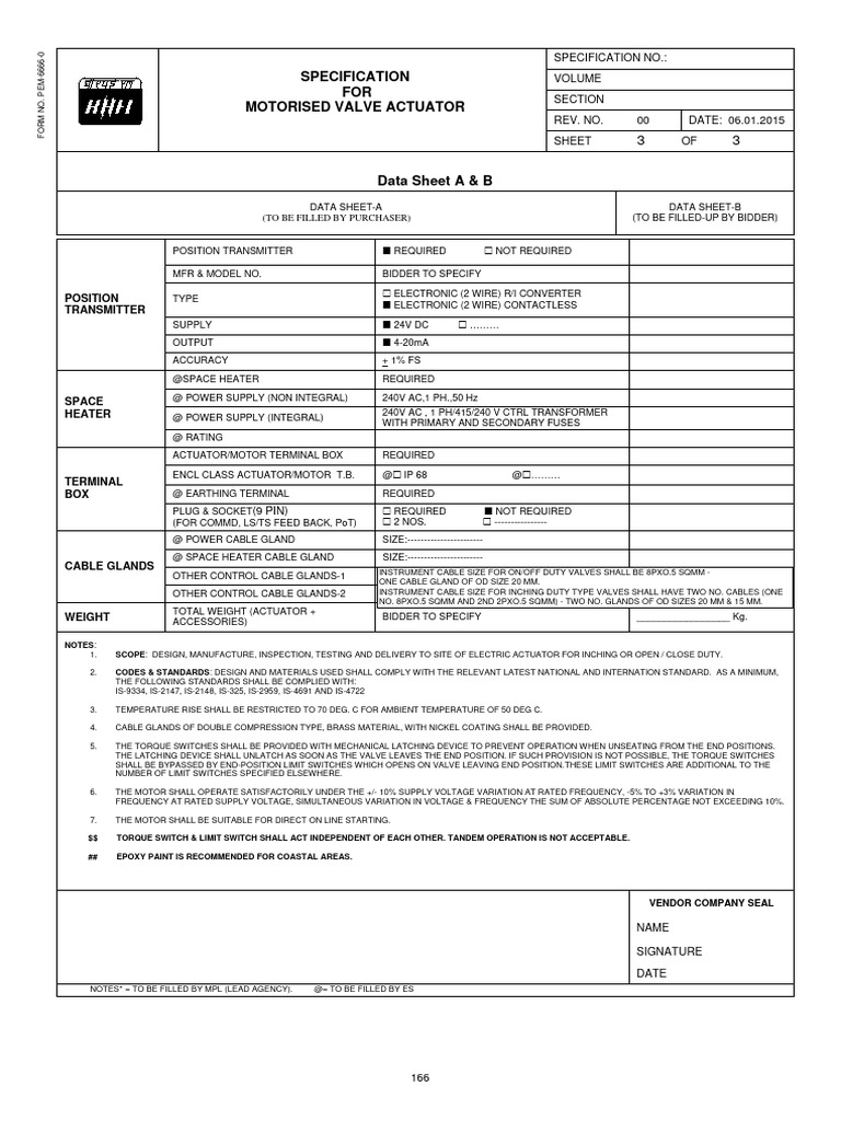 MOV Technical Specification | PDF | Switch | Instrumentation