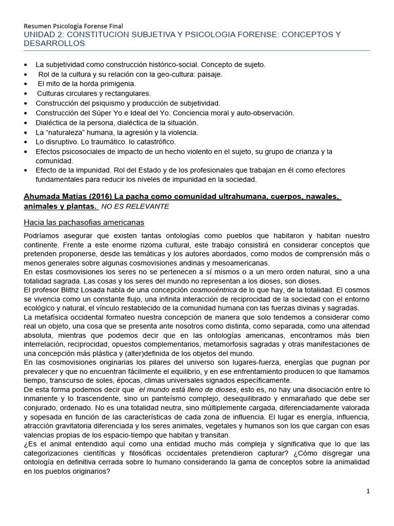 UNIDAD 2 PSICO FORENSE | PDF | Realidad | Psique (psicología)
