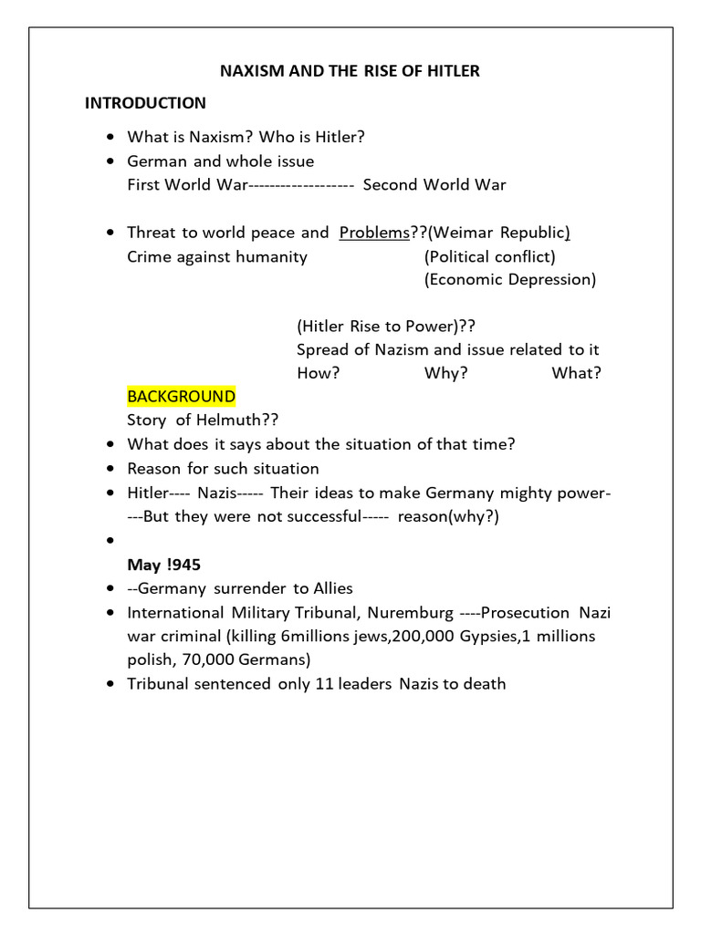 Naxism and The Rise of Hitler | PDF | Nazi Germany | Weimar Republic