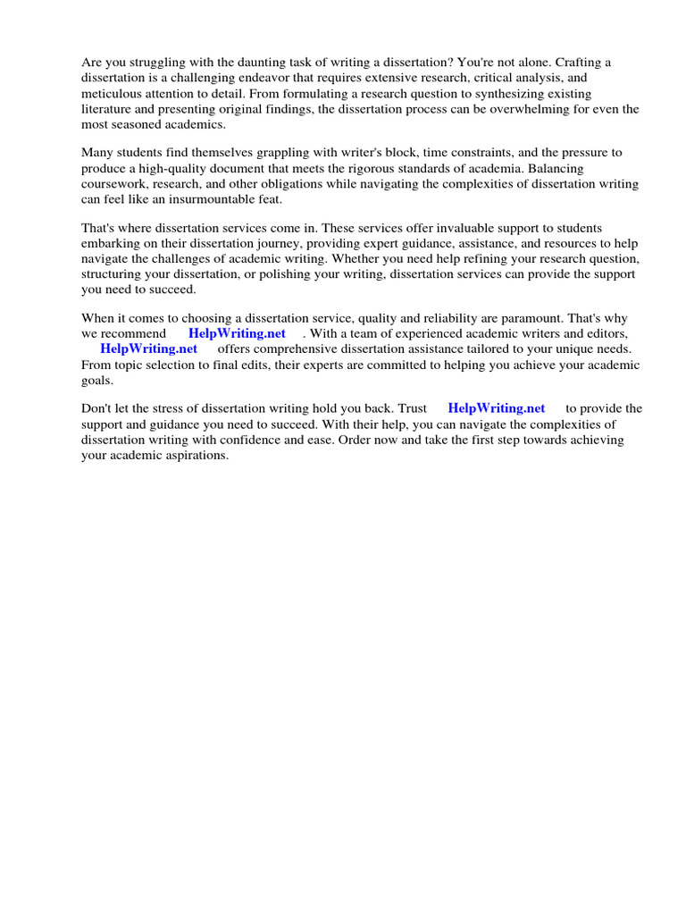Expert Dissertation Writing Services | PDF | Thesis | Academic Publishing