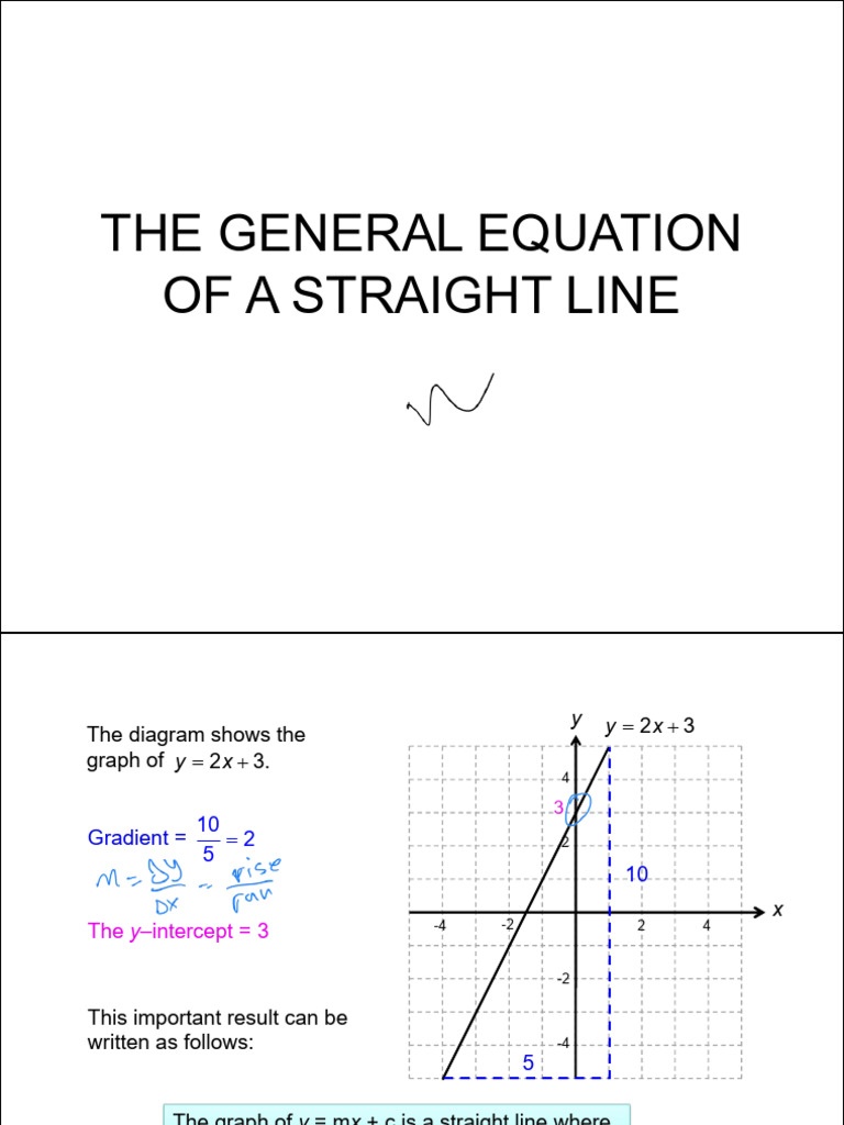 The General Equation of A Straight Line y MX+C | PDF | Slope | Line ...