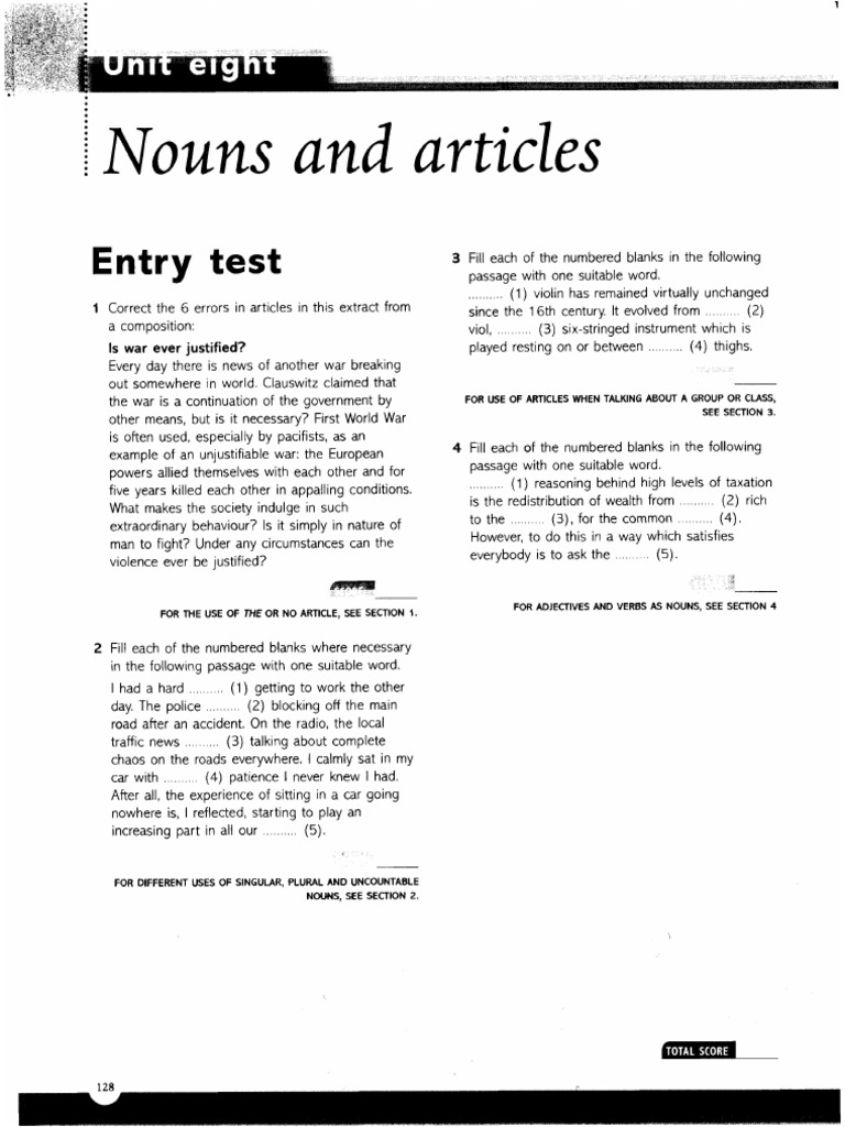 Nouns and Articles (With Key) | PDF