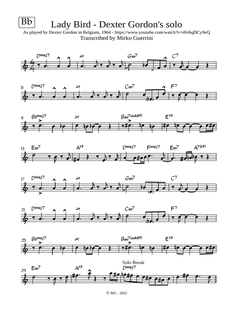 Lady Bird Dexter Gordon BB | PDF