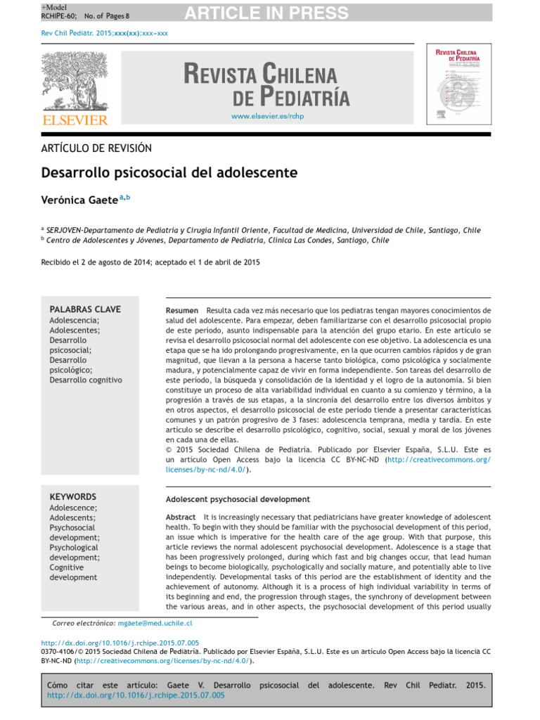 Desarrollo Psicosocial Del Adolescente | PDF | Adultos | Pensamiento