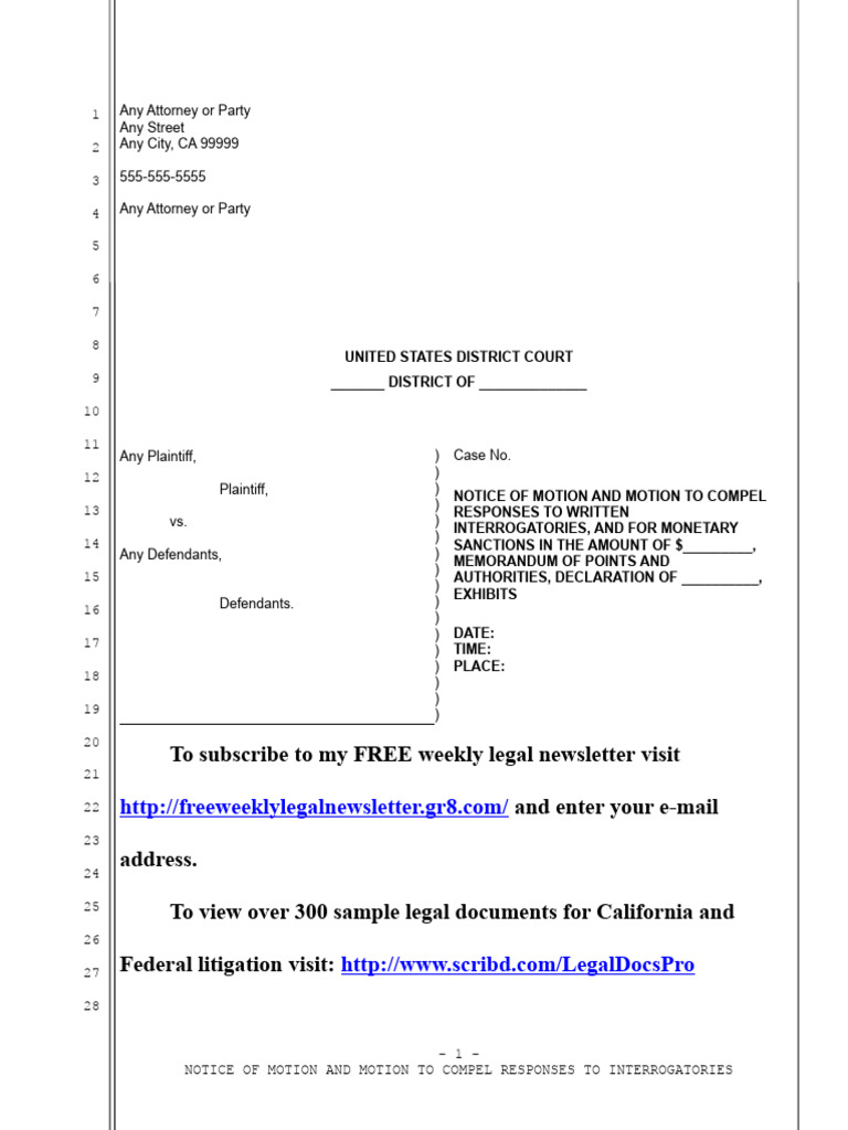 Ample Motion To Compel Responses To Interrogatories in United States ...