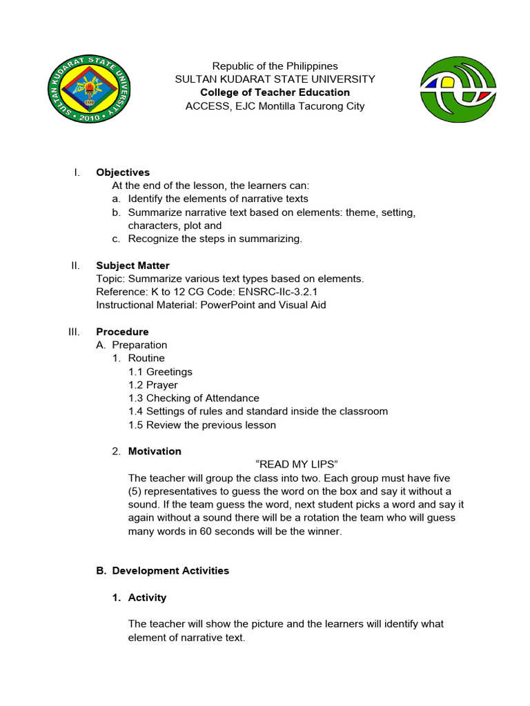 Summarize Various Text Types Based On Elements | PDF | Snow White | Narrative