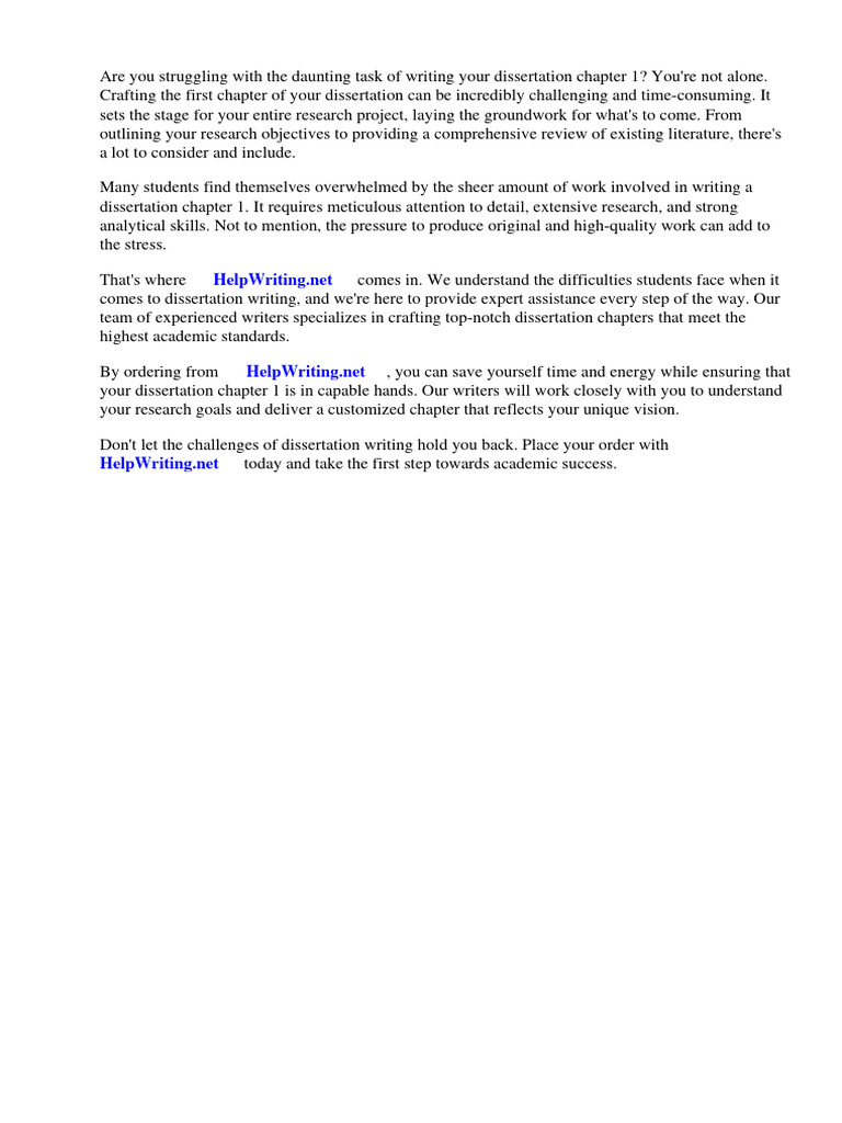 Dissertation Chapter 1 Length | PDF | Thesis | Methodology