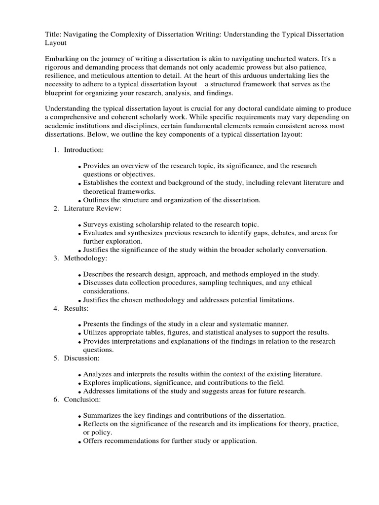 Typical Dissertation Layout | PDF | Thesis | Methodology