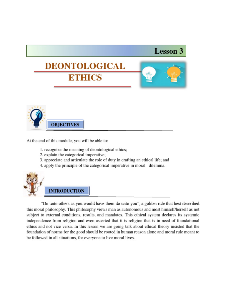 Understanding Deontological Ethics | PDF | Reason | Immanuel Kant