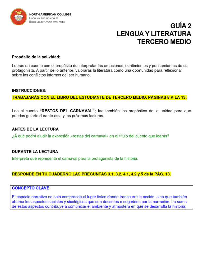 Guia 2 Lenguaje 3ro Medio U1 | PDF