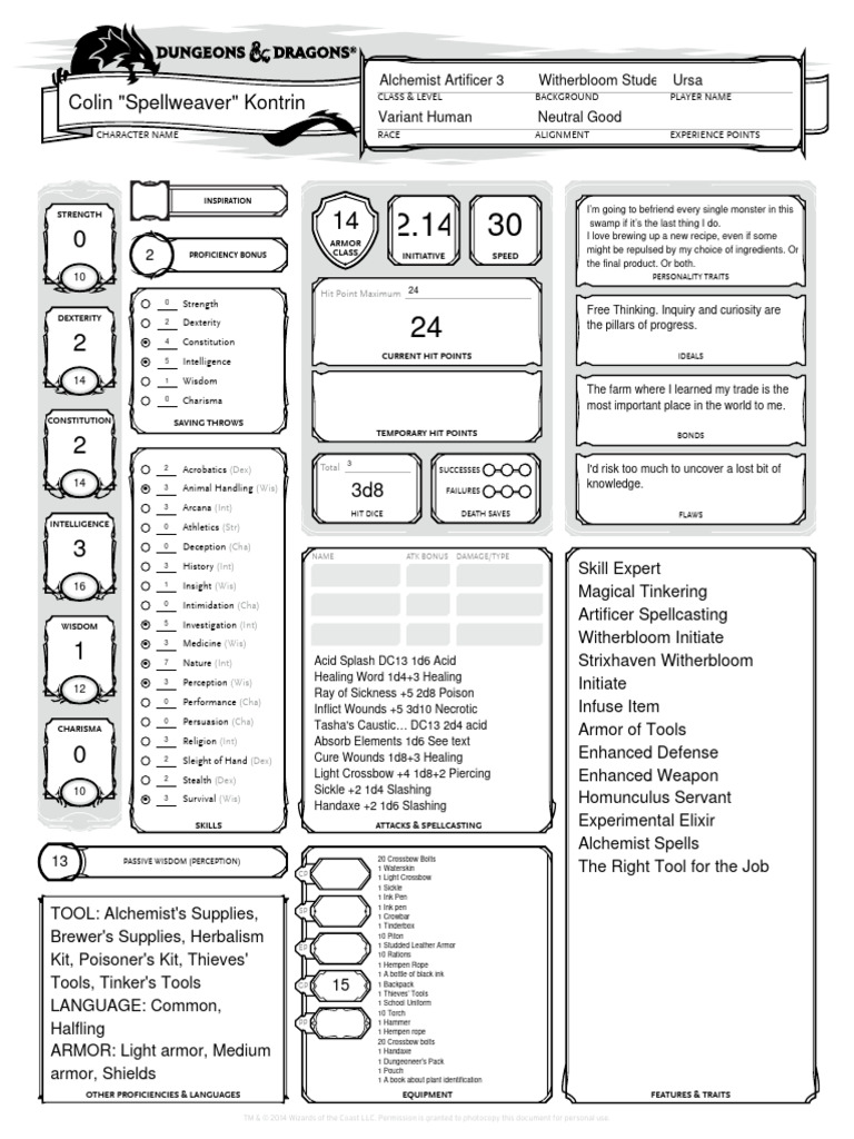 DND 5E CharacterSheet FormFillable | PDF