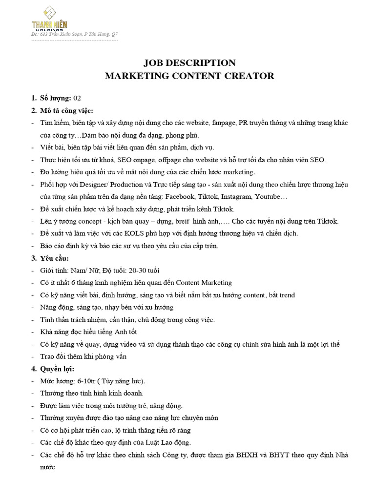 TB Tuyển JD Content creator | PDF