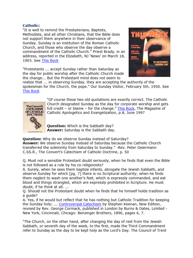Catholic-Statements-on-the-Sabbath | PDF | Sabbath In Christianity ...