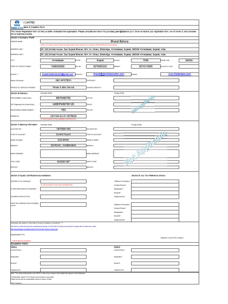 Tata Elxsi Form | PDF | Corporate Social Responsibility | Occupational Safety And Health