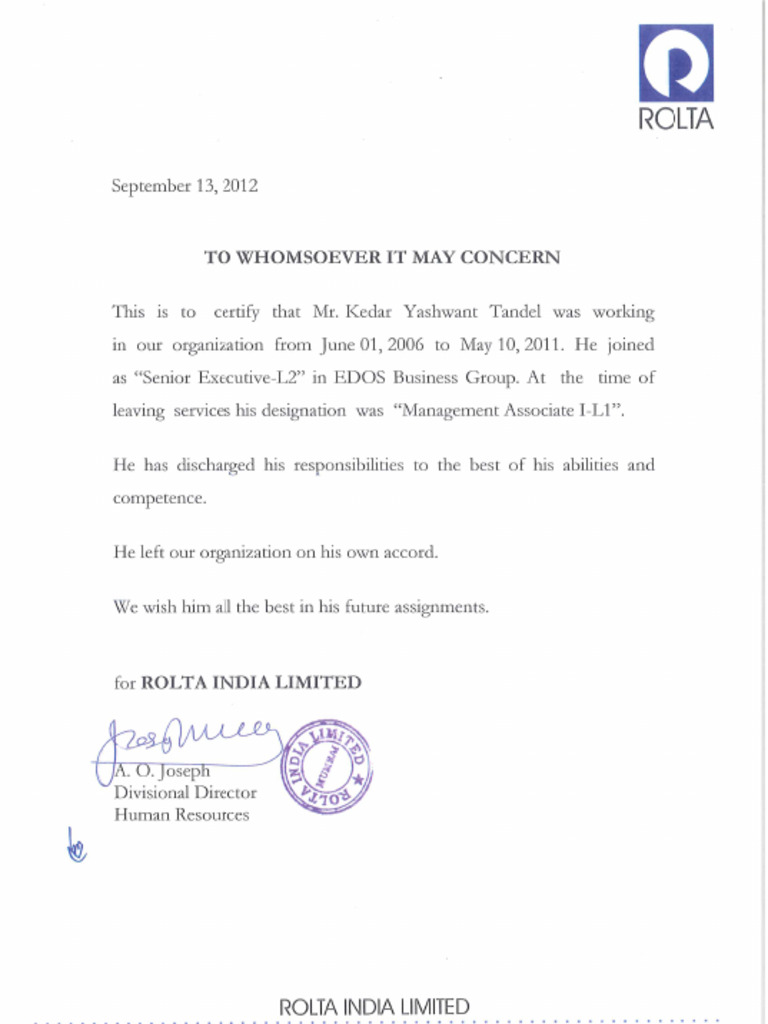 Previous Experience Certificates - Kedar | PDF