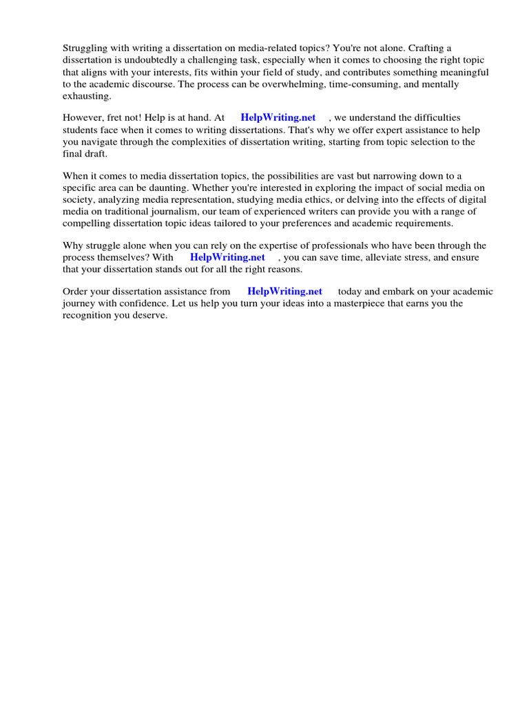 Dissertation Topic Ideas Media | PDF | Methodology | Thesis