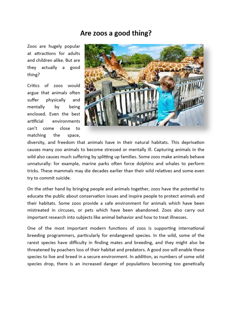 Are Zoos A Good Thing | PDF | Zoo | Organisms