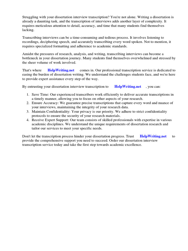 Dissertation Interview Transcription Service | PDF | Thesis | Human ...