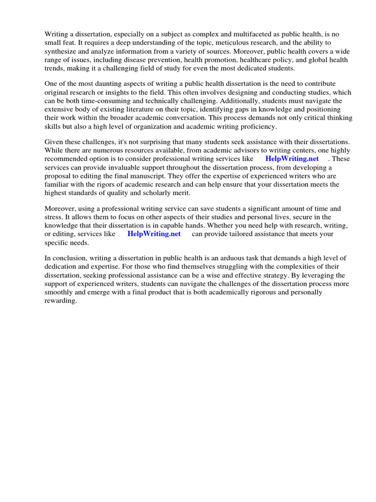 Public Health Dissertation Examples | Download Free PDF | Public Health ...