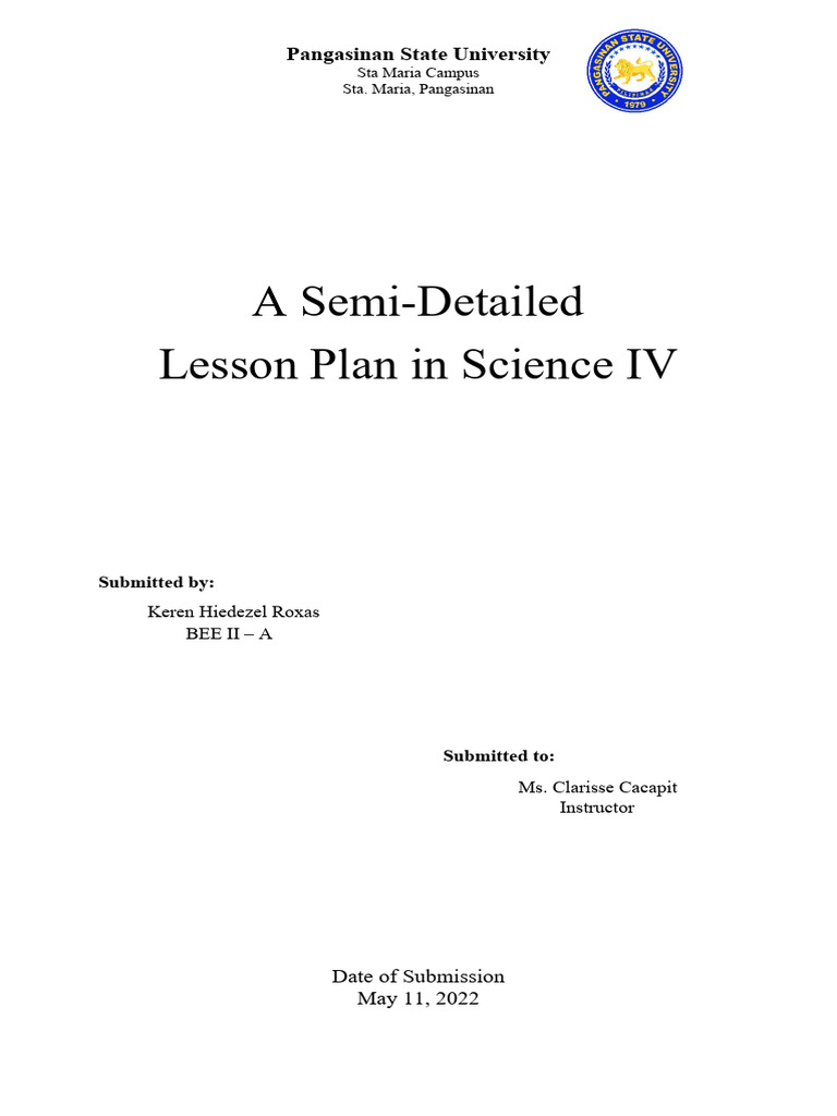 Ege2 - Roxas, Keren Hiedezel Semi-Detailed Lesson Plan | PDF | Force ...