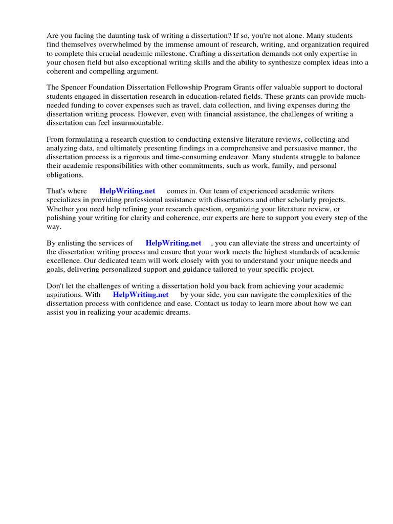 Spencer Foundation Dissertation Fellowship Program Grants | PDF ...
