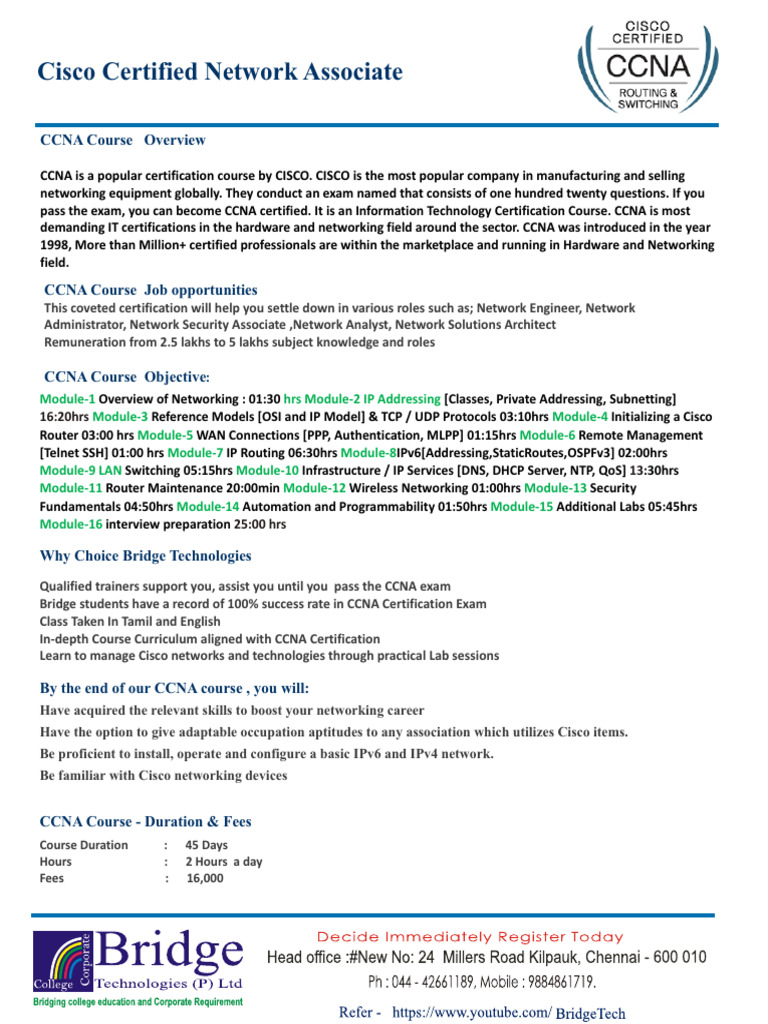 Ccna Bridge | PDF | Cisco Certifications | Computer Network