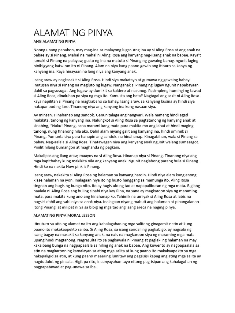 Alamat NG Pinya | PDF