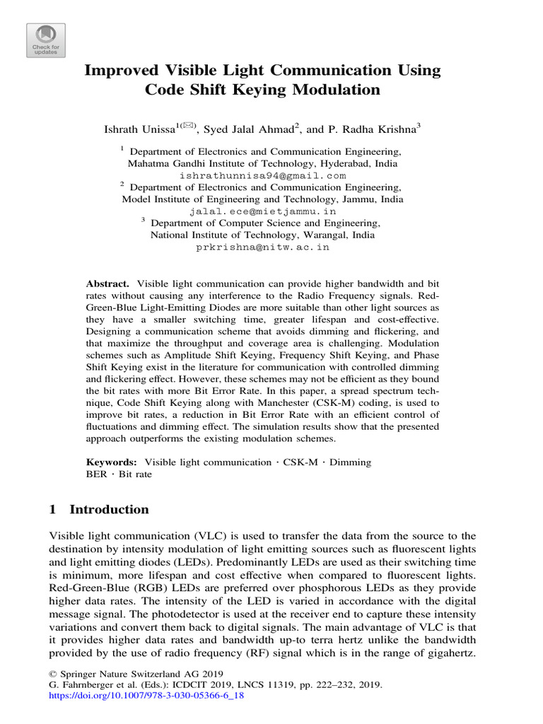Improved visible light comn | PDF | Modulation | Orthogonal Frequency Division Multiplexing