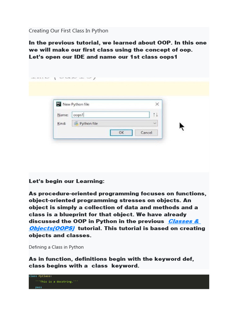 35creating Our First Class In Python Pdf Object Oriented 5830