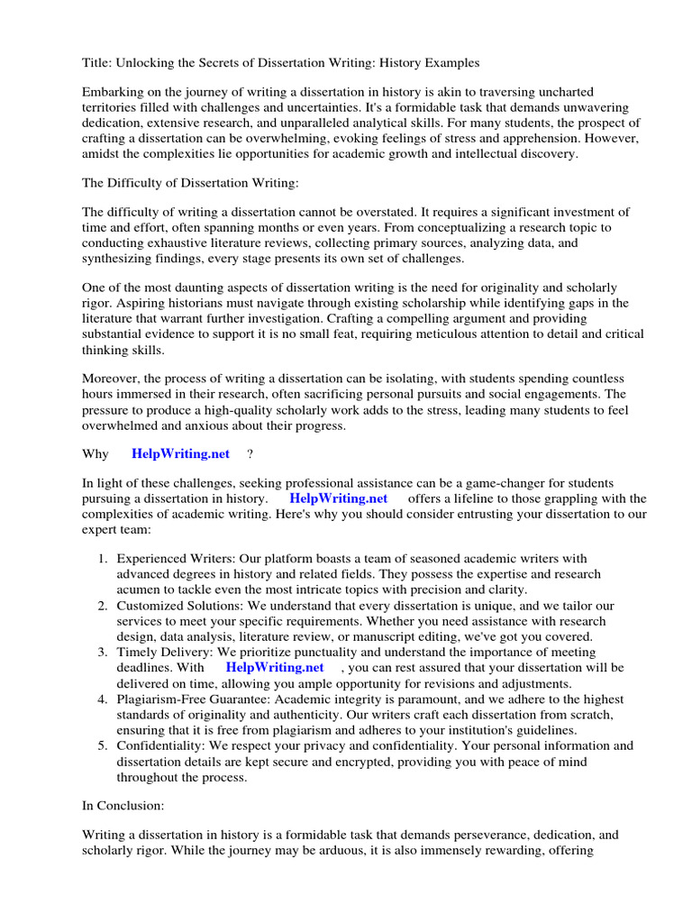 Dissertation History Examples | PDF | Thesis | Essays