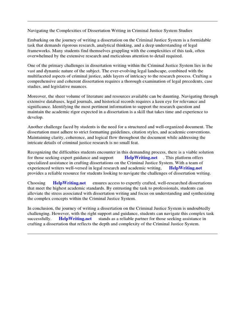 Dissertation Writing in Criminal Justice | PDF | Crimes | Crime & Violence