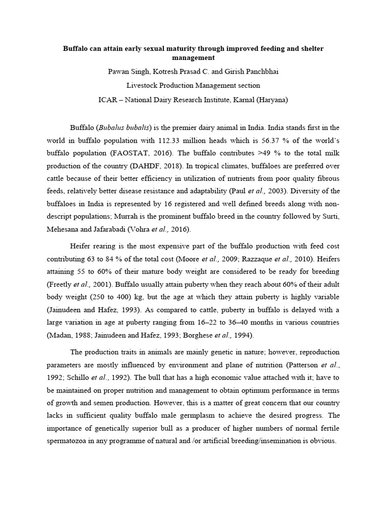 Pubertyinbuffaloes Pdf Luteinizing Hormone Puberty