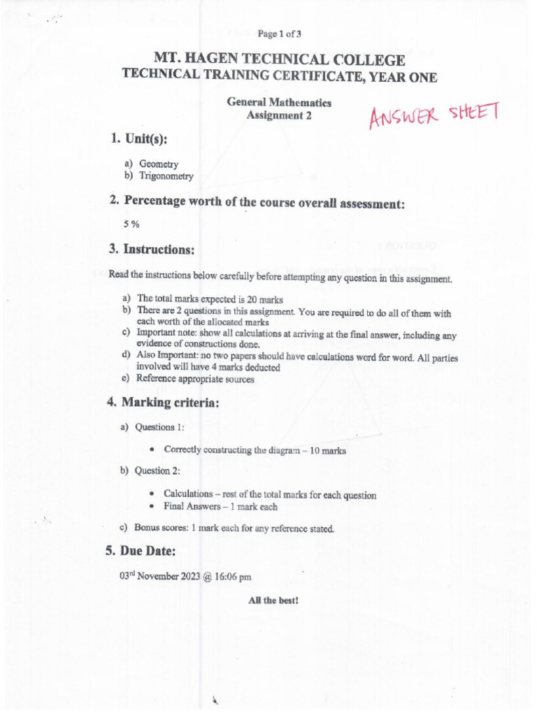 Assignment 2 Answer Sheet | PDF