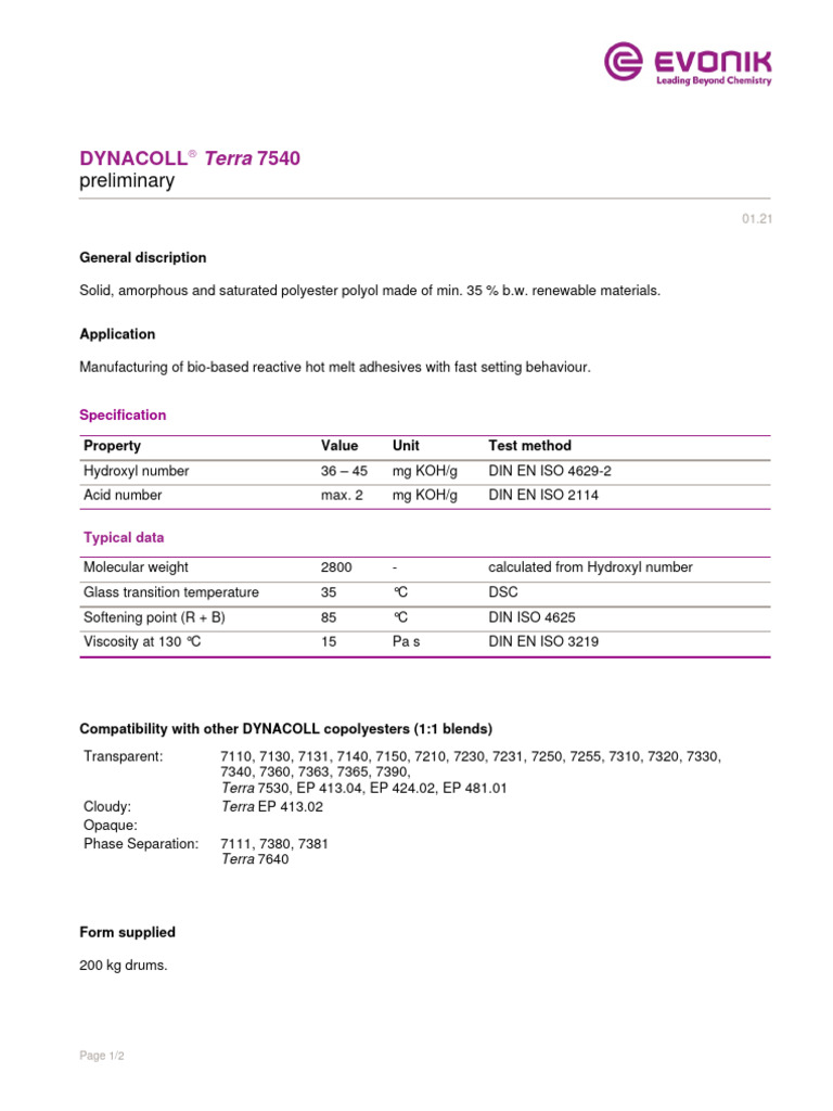 DYNACOLL® Terra 7540-EN | PDF | Applied And Interdisciplinary Physics ...