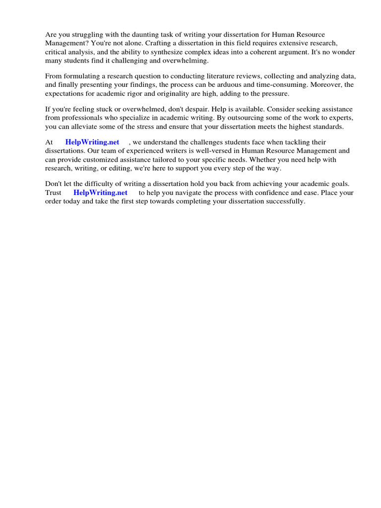 Dissertation For Human Resource Management | Download Free PDF | Human Resource Management ...