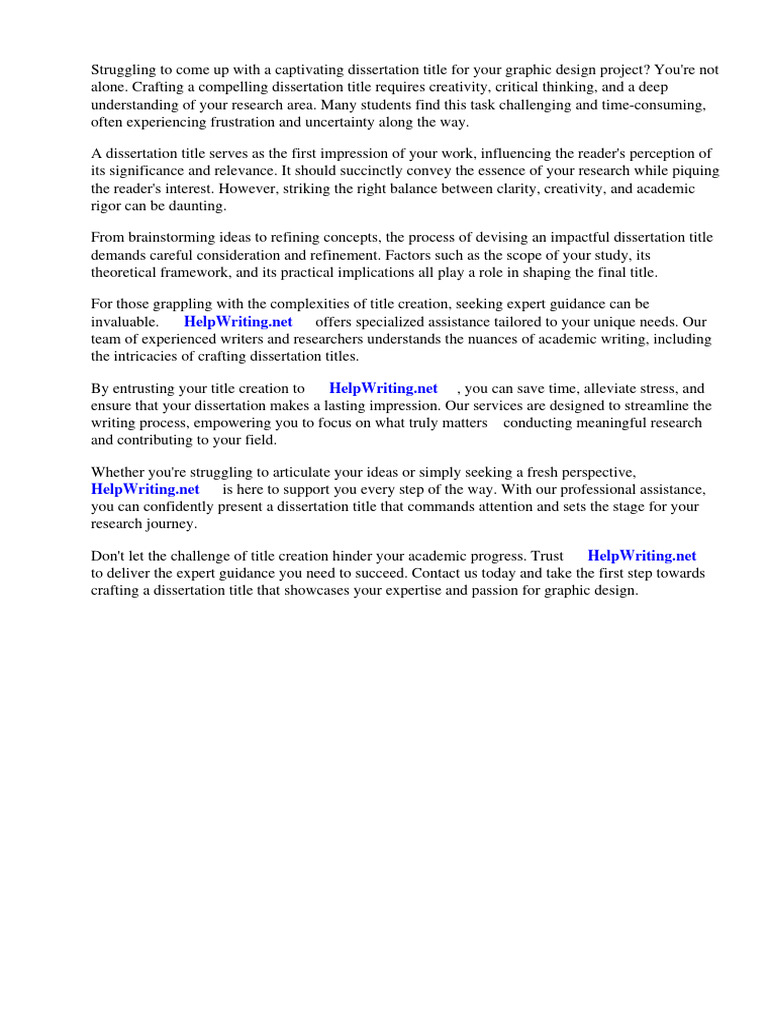 Dissertation Titles For Graphic Design | PDF | Thesis | Page Layout