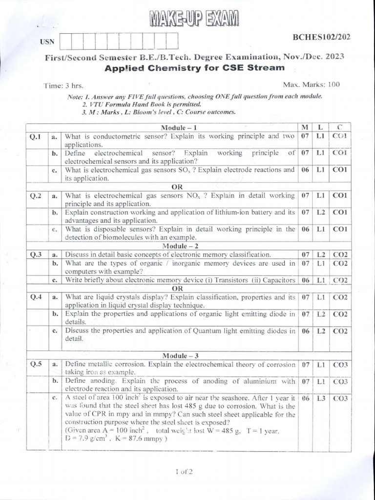SCH - BCHES202 Dec 2023 QP | PDF