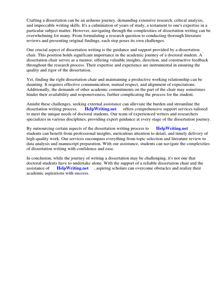 Dissertation Chair Position | PDF | Thesis | Expert