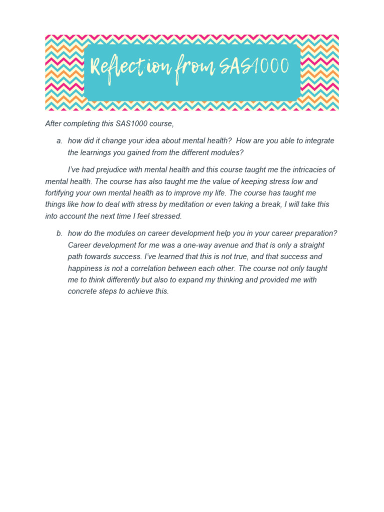 SAS1000 Reflection Question | PDF