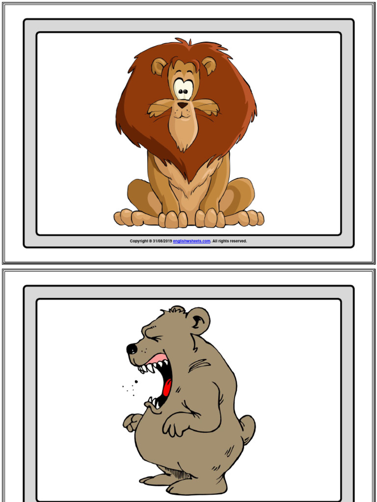 Animals Vocabulary Esl Printable Flashcards Without Words For Kids ...