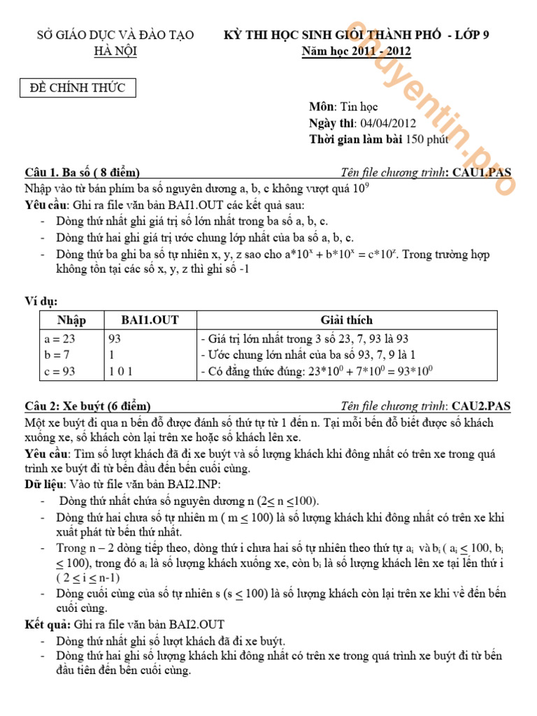hsg9 Hà Nội2012 Chuyentin - Pro | PDF