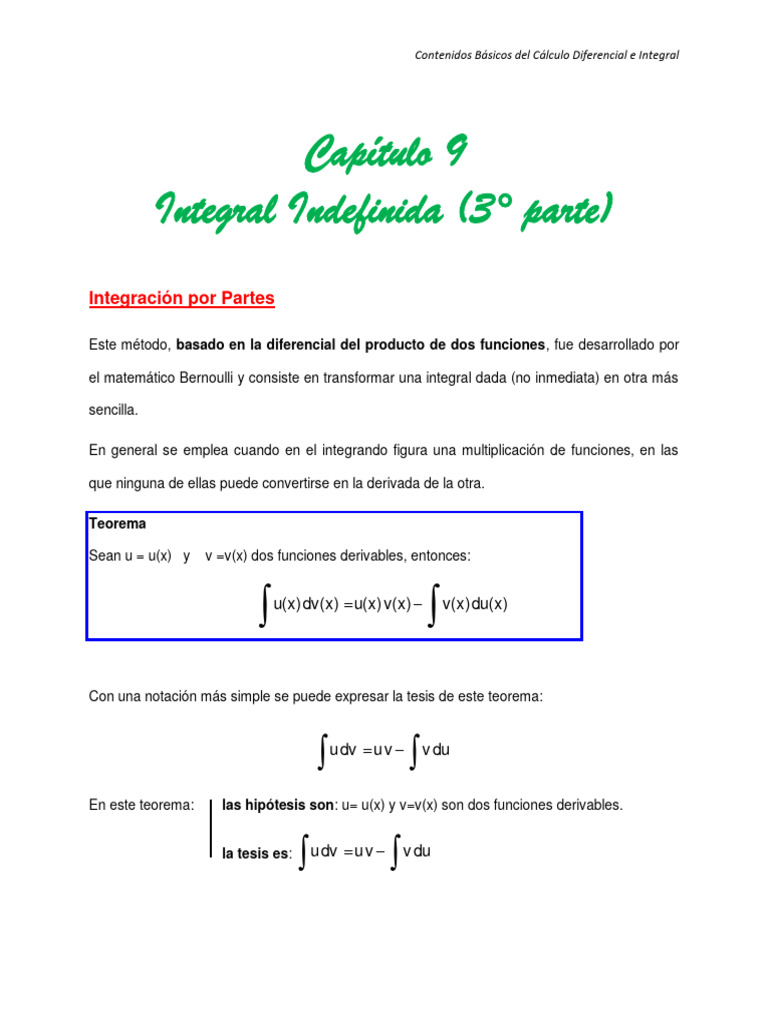 Integral por partes | PDF | Integral | Logaritmo