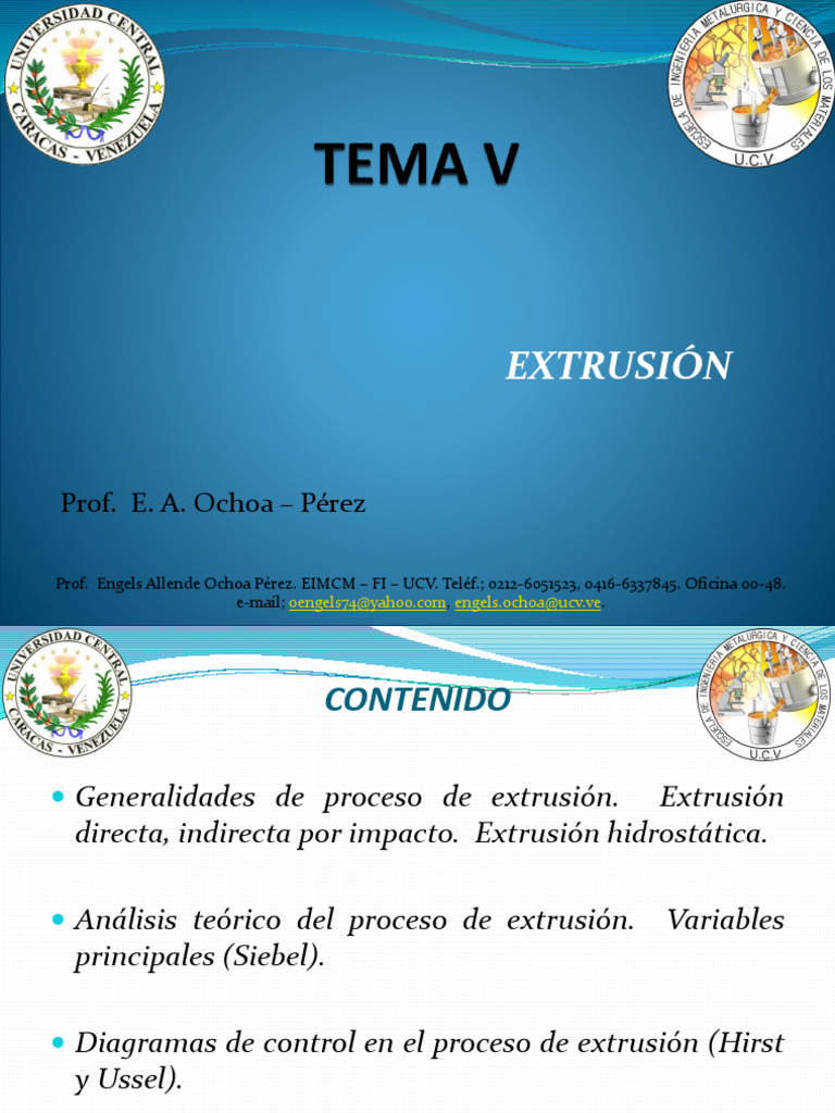PM TEMA V. EXTRUSIÓN | PDF | Extrusión | Materiales